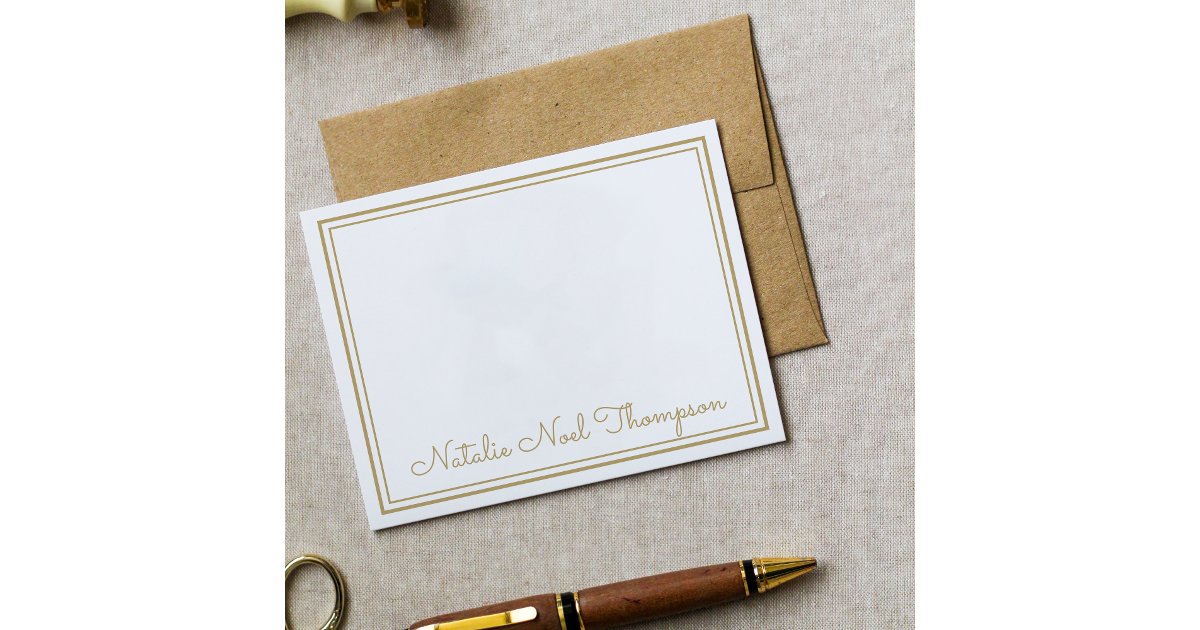 Professional Personalized Monogram Name Gold Note Card | Zazzle