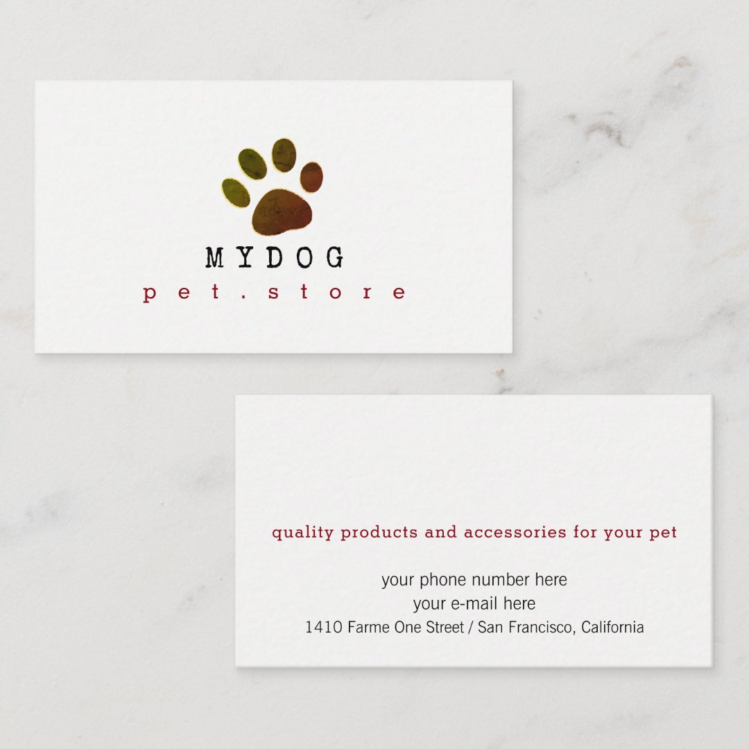 professional pet store . animals business card | Zazzle