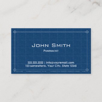 Professional Pharmacist Blueprint Business Card | Zazzle