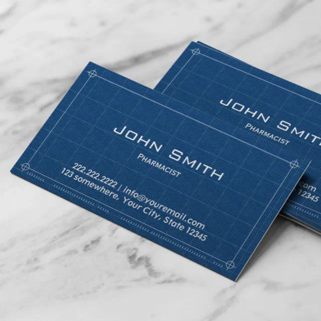 Professional Pharmacist Blueprint Business Card | Zazzle