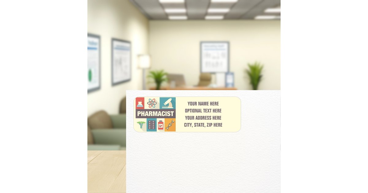 Professional Pharmacist Iconic Designed Label | Zazzle