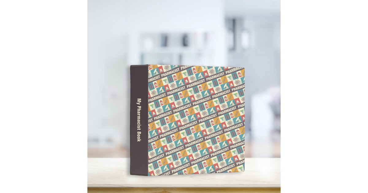 Professional Pharmacist Iconic Small Pattern 3 Ring Binder | Zazzle