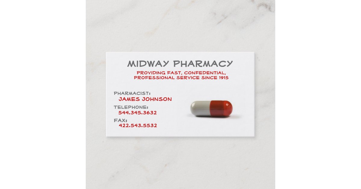 Professional Pharmacy business card | Zazzle
