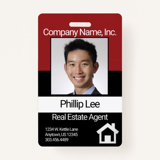Professional Photo Badge - Dark Red / Black | Zazzle.com