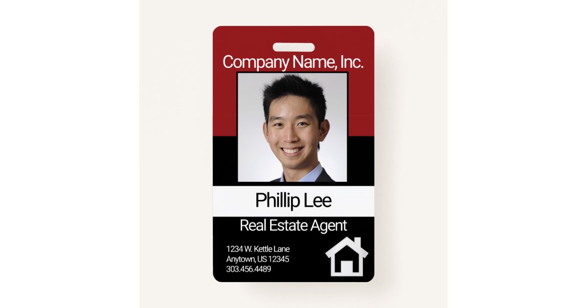 Professional Photo Badge - Dark Red / Black | Zazzle