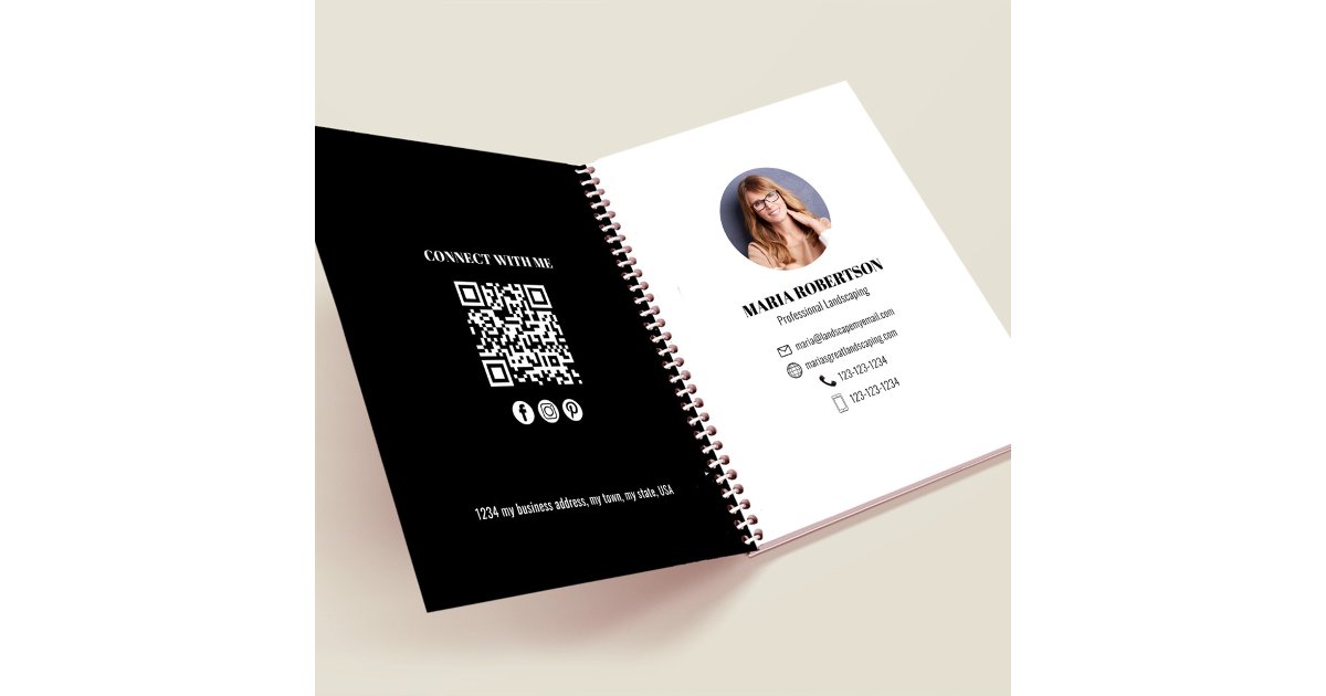 Professional Photo Business QR Code Black Notebook | Zazzle