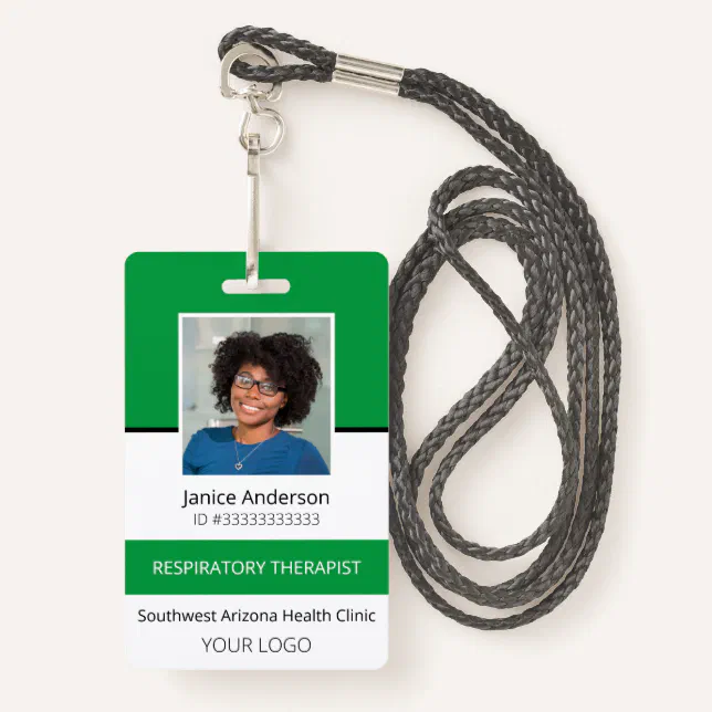 Professional Photo Green Employee ID Badge | Zazzle