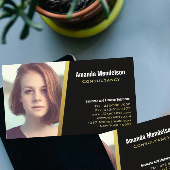 Professional photo headshot contact information business card | Zazzle