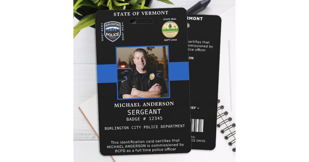 Professional Photo Law Enforcement Police ID Card Badge | Zazzle