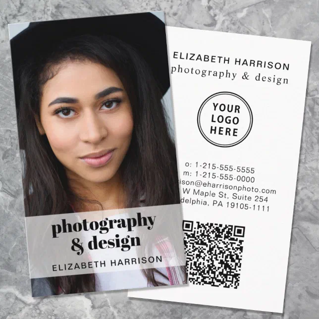 Professional Photo QR Code Logo Business Card | Zazzle