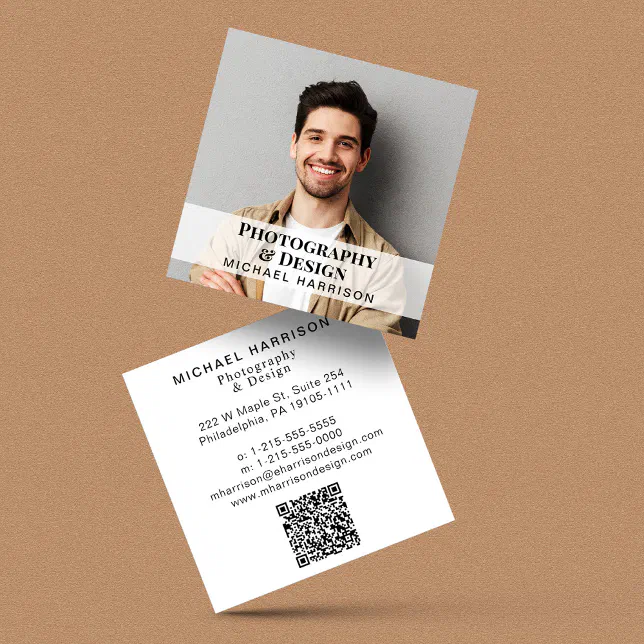 Professional Photo QR Code Square Business Card | Zazzle