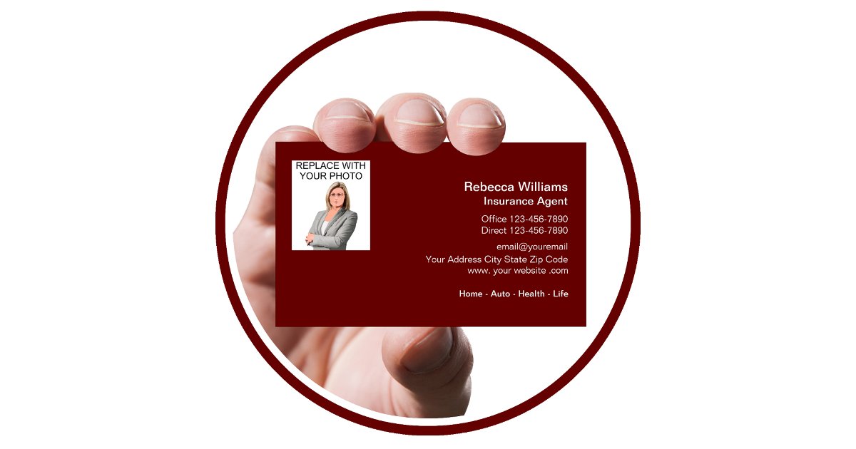 Professional Photo Template Insurance Agent Business Card | Zazzle