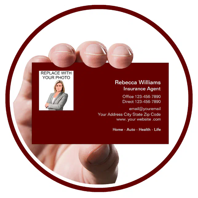 Professional Photo Template Insurance Agent Business Card | Zazzle