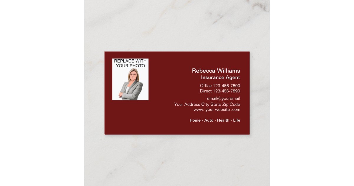 Professional Photo Template Insurance Agent Business Card | Zazzle
