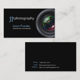 Professional Photographer Camera Lens Business Card | Zazzle