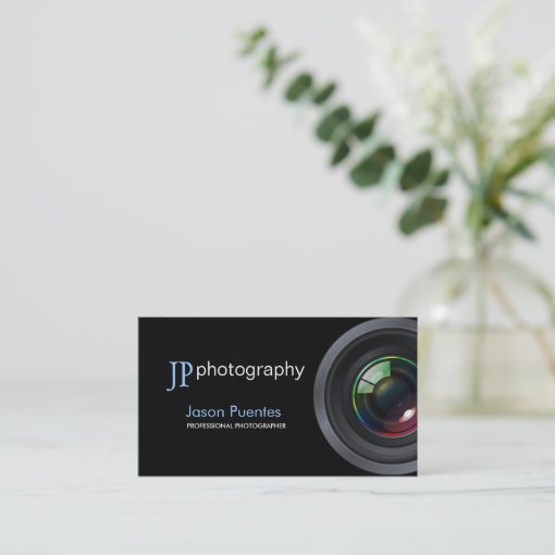 Professional Photographer Camera Lens Business Card | Zazzle