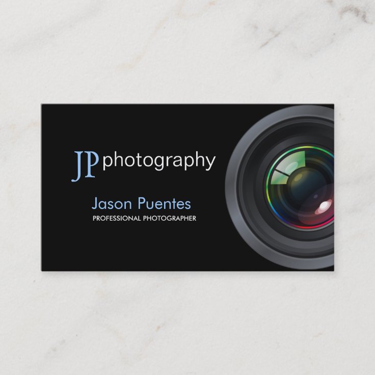 Professional Photographer Camera Lens Business Card | Zazzle