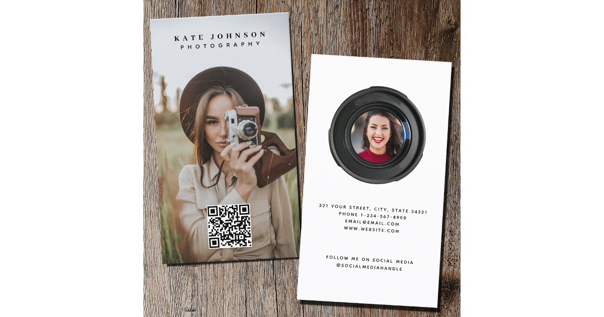 Professional Photography QR Code Social Media Business Card | Zazzle
