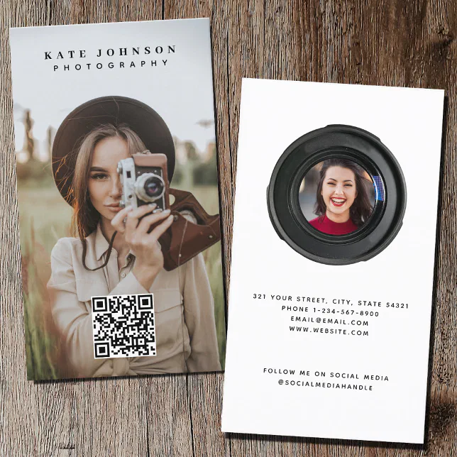 Professional Photography QR Code Social Media Business Card | Zazzle