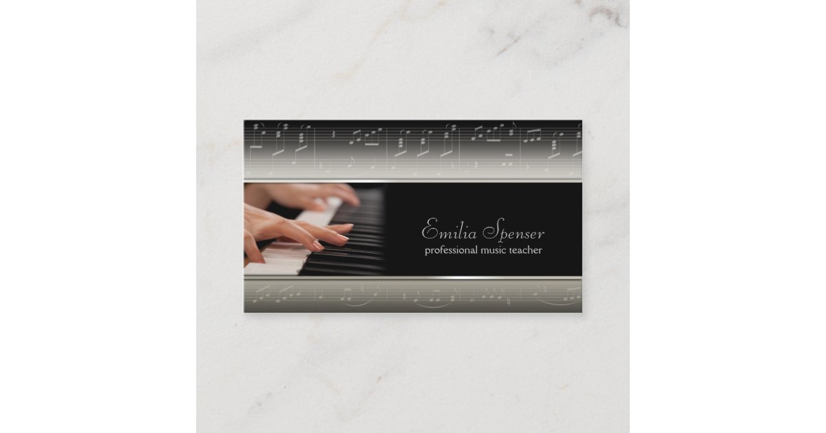 Professional Piano Music Teacher Card | Zazzle