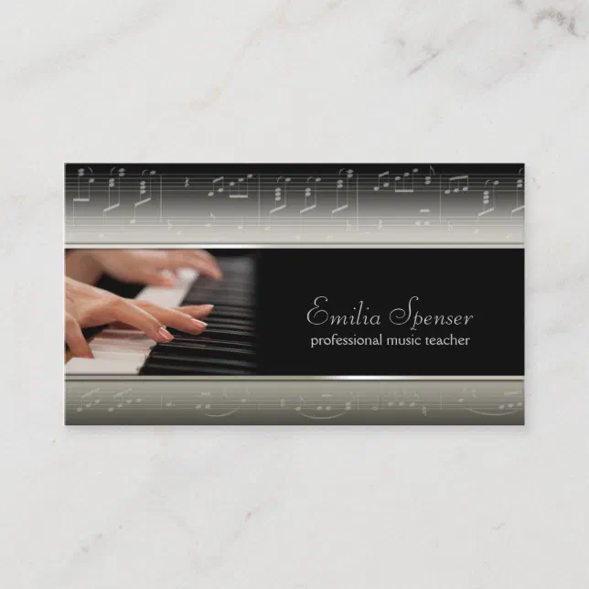 Professional Piano Music Teacher Card | Zazzle