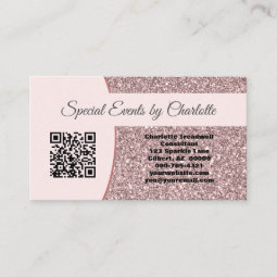 Professional Pink Faux Glitter Custom QR Code Business Card | Zazzle