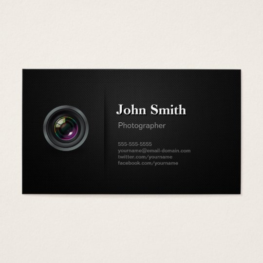 Professional Plain Black - Camera Photographer Business Card | Zazzle.com