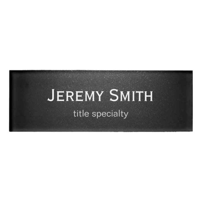 Professional Plain Matte Black Simple Stylish Name Tag | Zazzle.com
