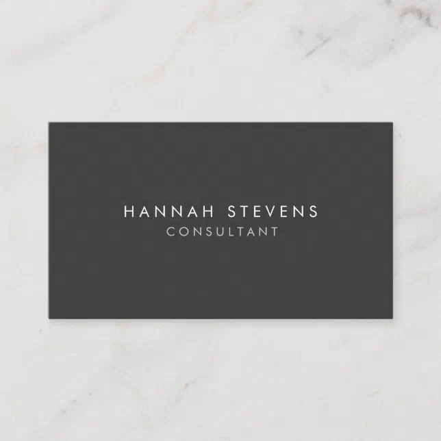 Professional Plain Simple Modern Minimalist Grey Business Card | Zazzle