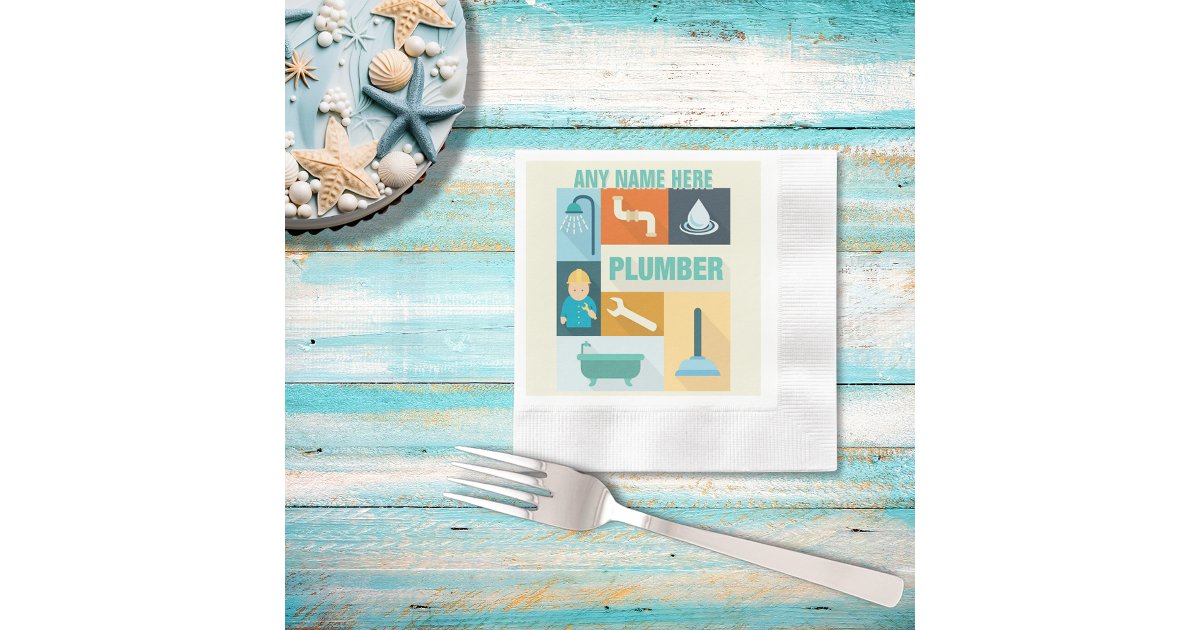 Professional Plumber Iconic Designed Napkins | Zazzle