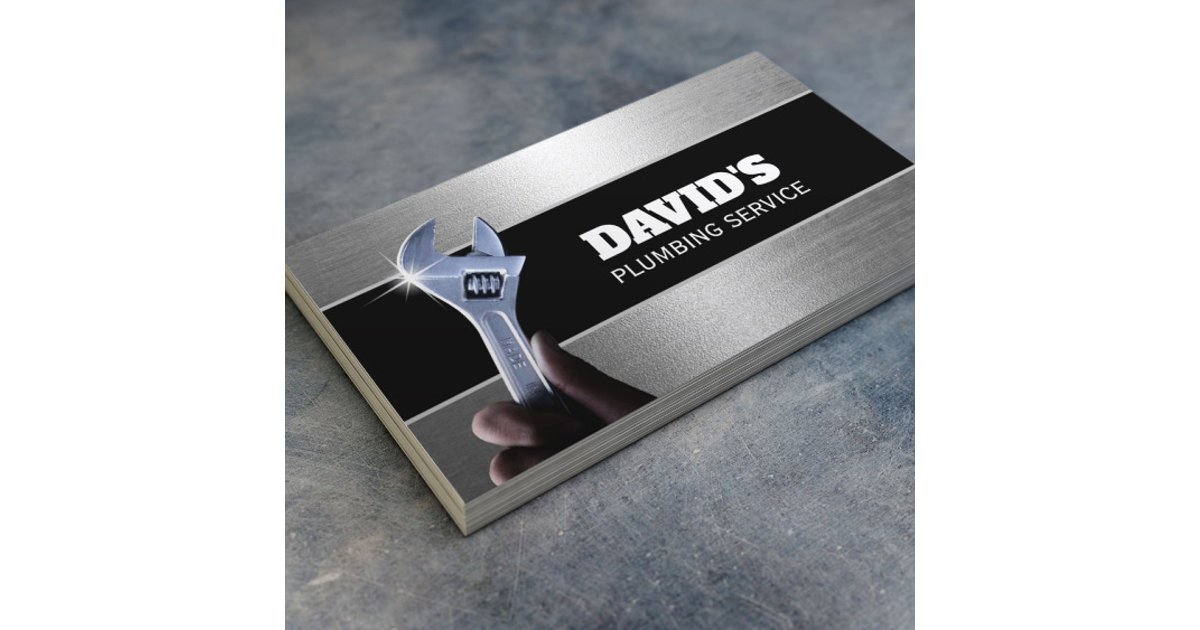 Professional Plumber Metal Plumbing Service Business Card | Zazzle