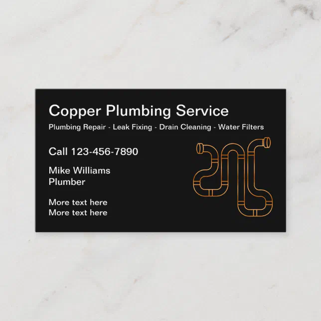 Professional Plumber Pipes Design Business Card | Zazzle