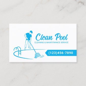 Professional Pool Cleaning & Maintenance Service Business Card | Zazzle