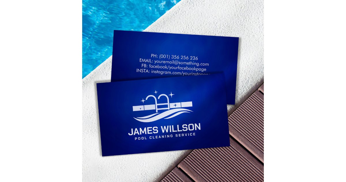 Professional Pool Cleaning Services Business Card | Zazzle