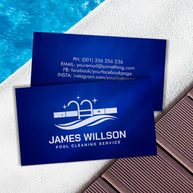 Professional Pool Cleaning Services Business Card | Zazzle