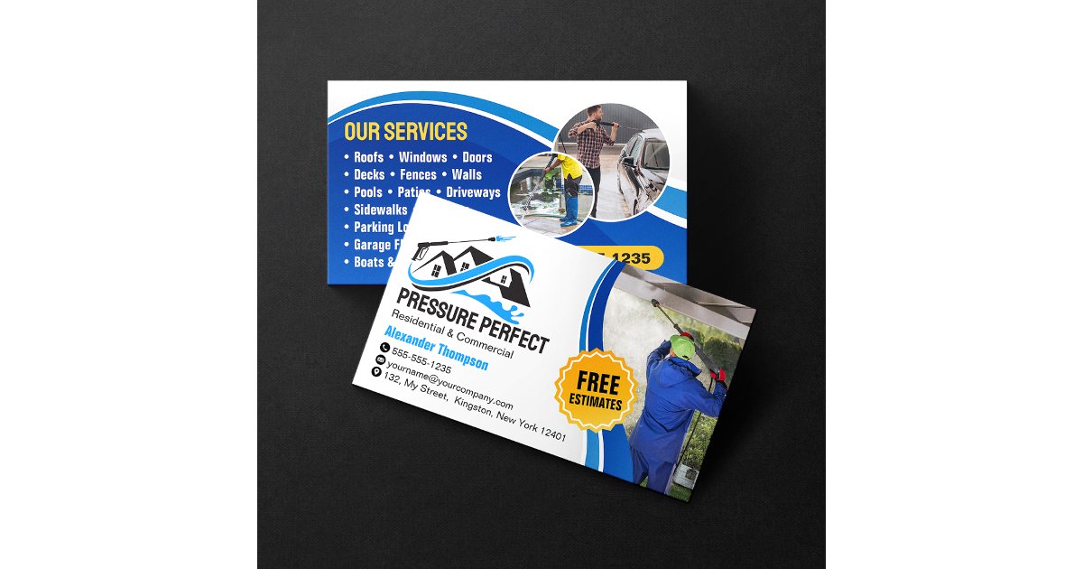 Professional Pressure Washing & Power Cleaning Business Card | Zazzle