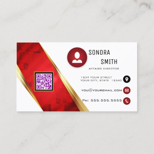 Professional QR Code BOLD Red and Black Business Card | Zazzle