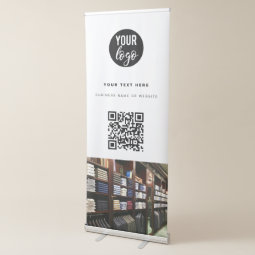 Professional QR Code Business Logo Photo Retractable Banner | Zazzle