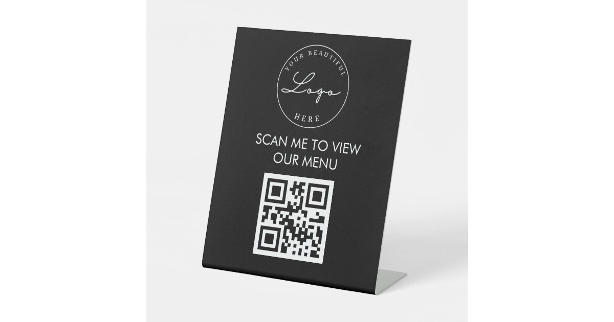 Professional QR Code Contactless Menu Pedestal Sign | Zazzle