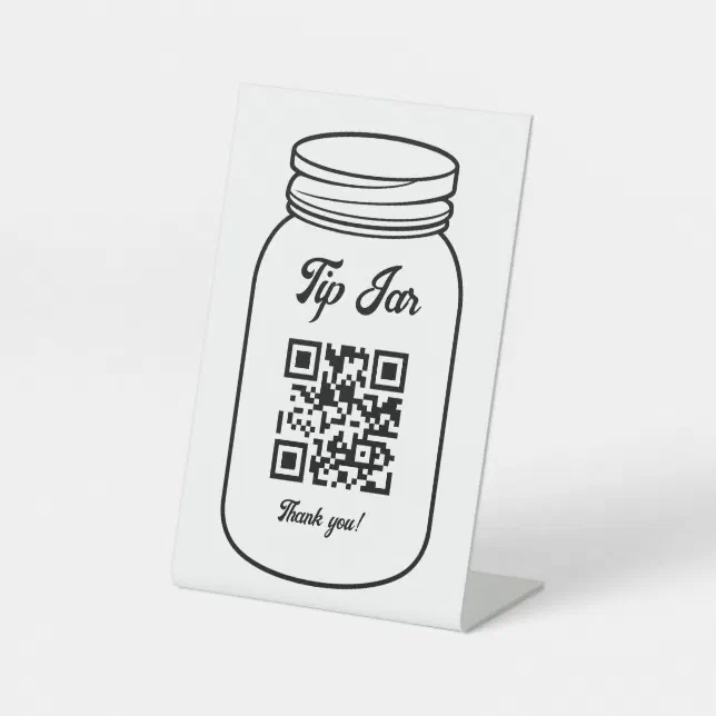 Professional QR Code Digital Tip Jar Pedestal Sign | Zazzle