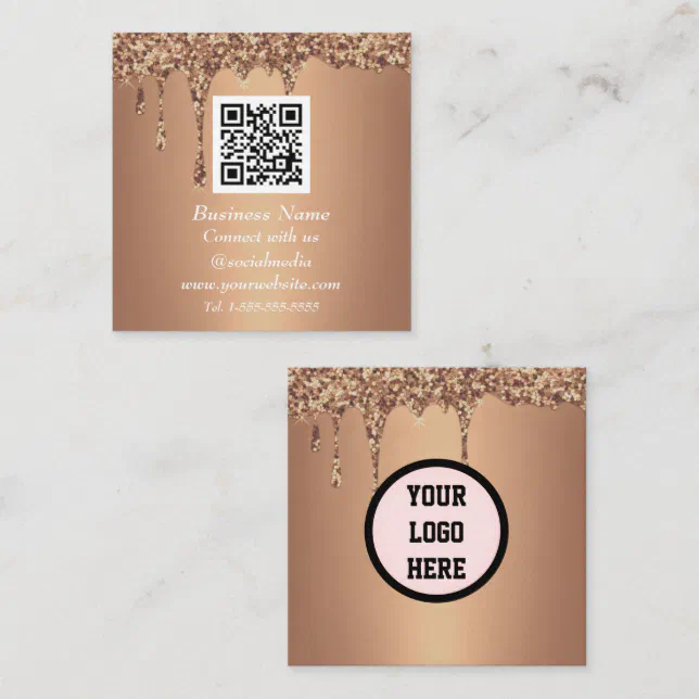 Professional QR Code Gold Glitter Sparkle Square Business Card | Zazzle