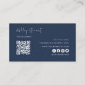 Professional Qr Code Logo Modern Navy Blue Business Card | Zazzle