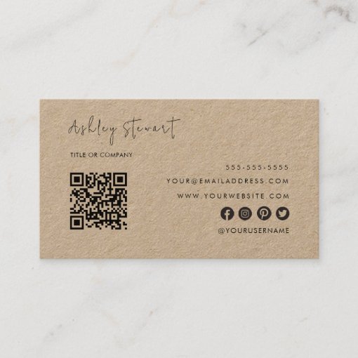 Professional Qr Code Logo Modern Trendy Rustic Business Card | Zazzle