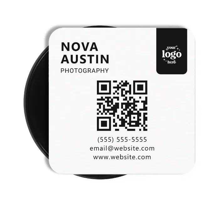 Professional QR Code Minimal Design With Logo Square Business Card | Zazzle