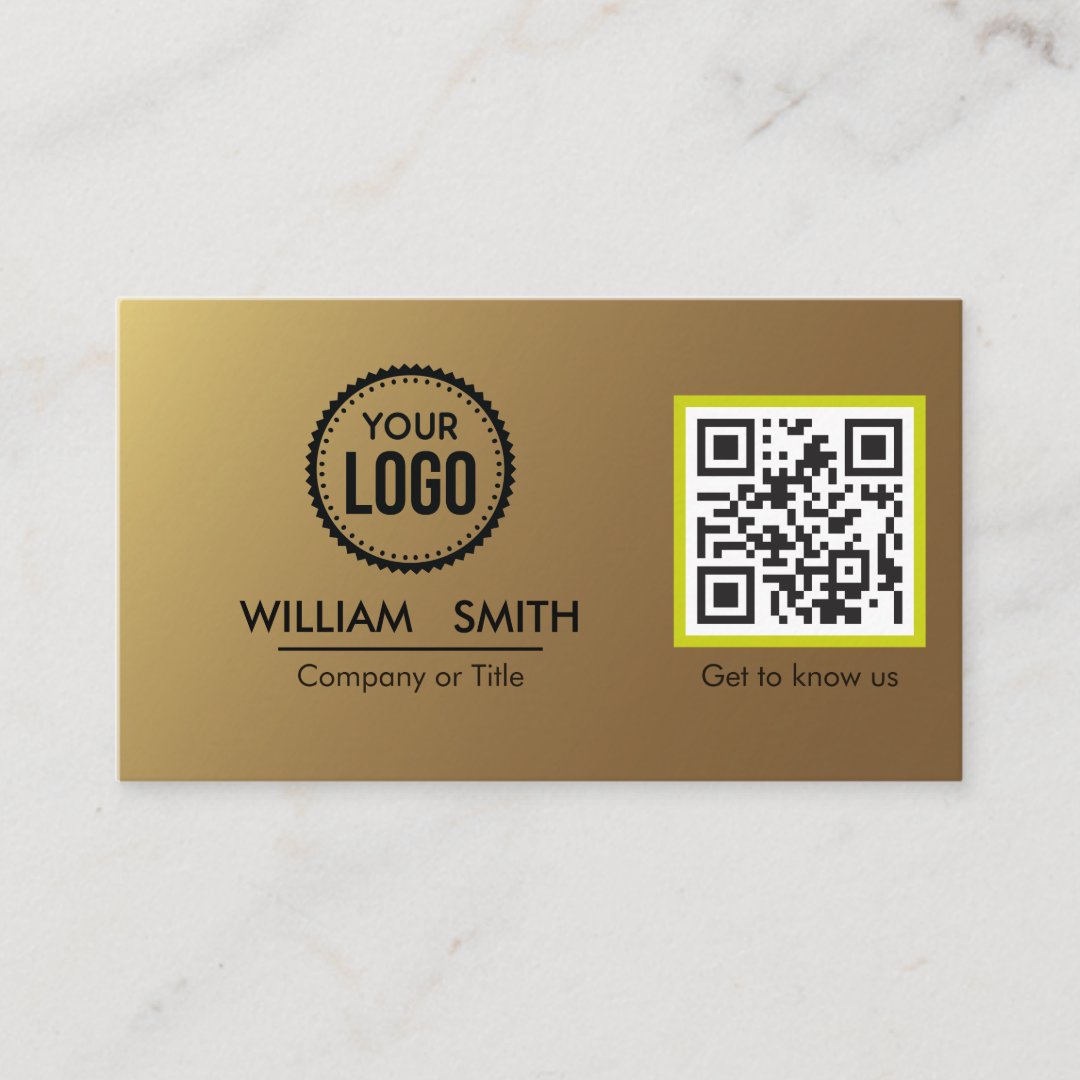 Professional QR Code Modern Minimalist Black Gold Business Card | Zazzle