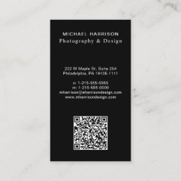 Professional QR Code Photo Black Business Card | Zazzle