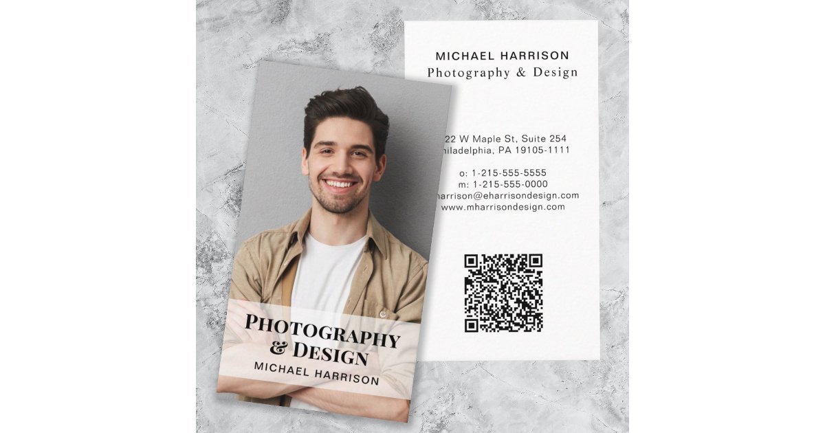 Professional QR Code Photo Business Card | Zazzle