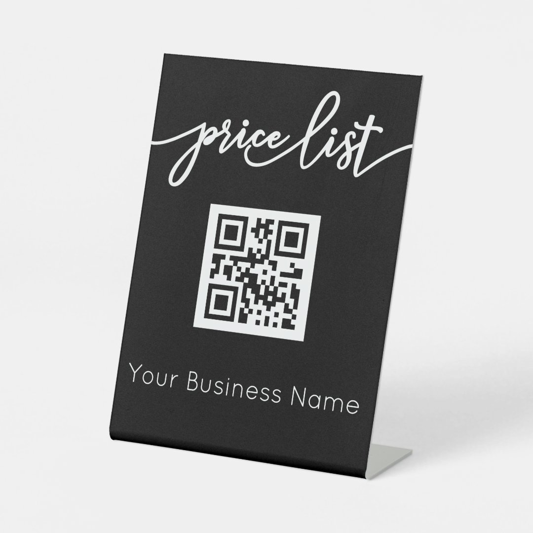 Professional QR Code Price List Pedestal Sign | Zazzle