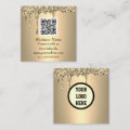 Professional QR Code Scannable Gold Glitter Square Business Card | Zazzle