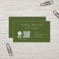 Professional Qr Code Social Media Moss Green Business Card | Zazzle